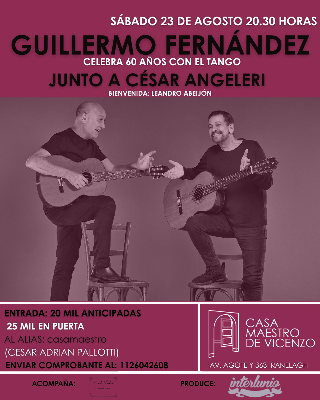 Guillermo Fernández celebra 60 años con el tango en la Casa del Maestro ...